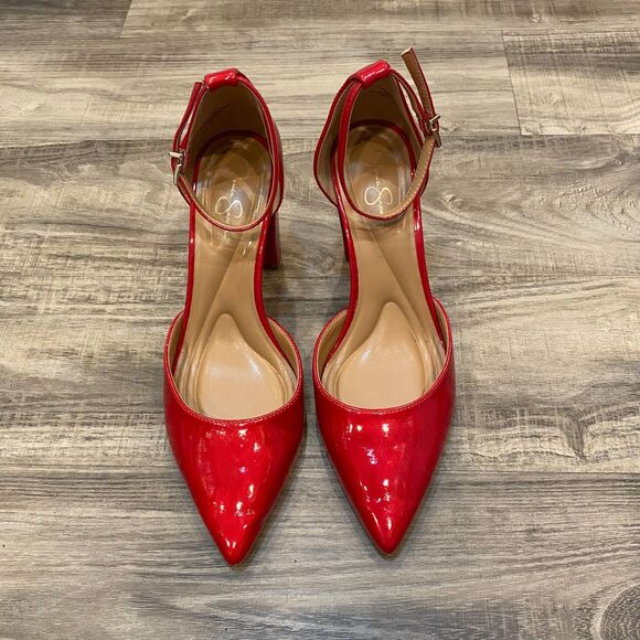 Jessica Simpson | Shoes | Jessica Simpson Red Patent Heels With Ankle ...
